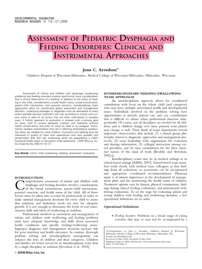 Pediatric Dysphagia Assessment Approaches | PDF | Breastfeeding | Infants