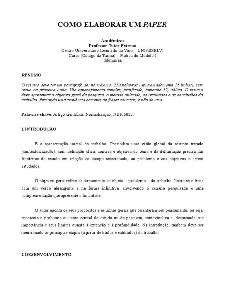 Modelo de Paper | PDF | Citação | Science