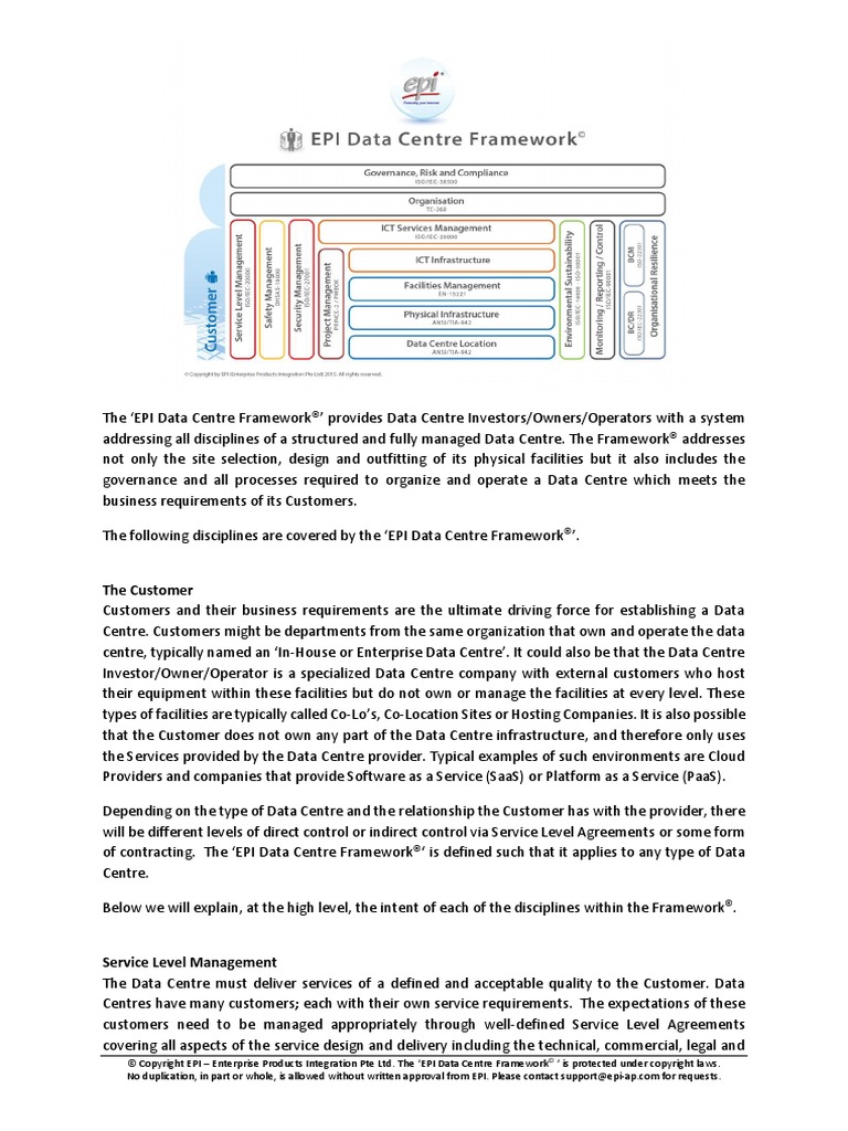 EPI Data Centre Framework Description | PDF | Itil | Data Center