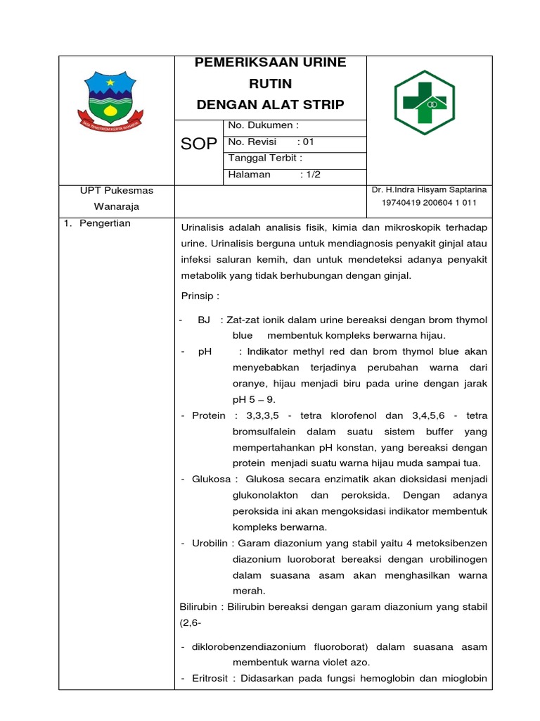 SOP Pemeriksaan Urine Strip | PDF