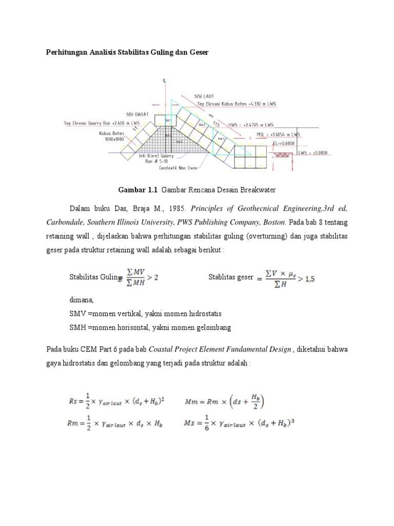 Analisis Stabilitas Guling Dan Geser Breakwater | PDF