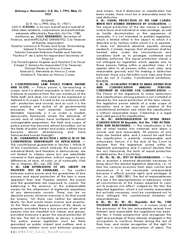 CONSTI2 Sec1 DueProcess | PDF | Fourteenth Amendment To The United ...