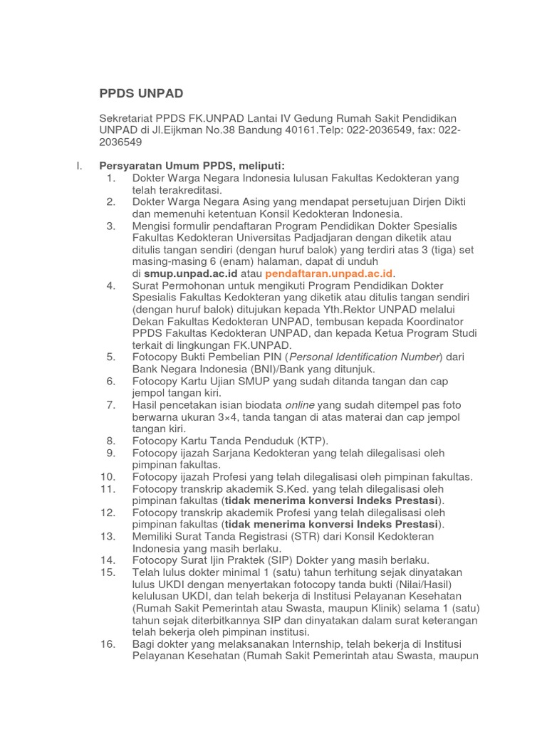 PPDS Unpad | PDF
