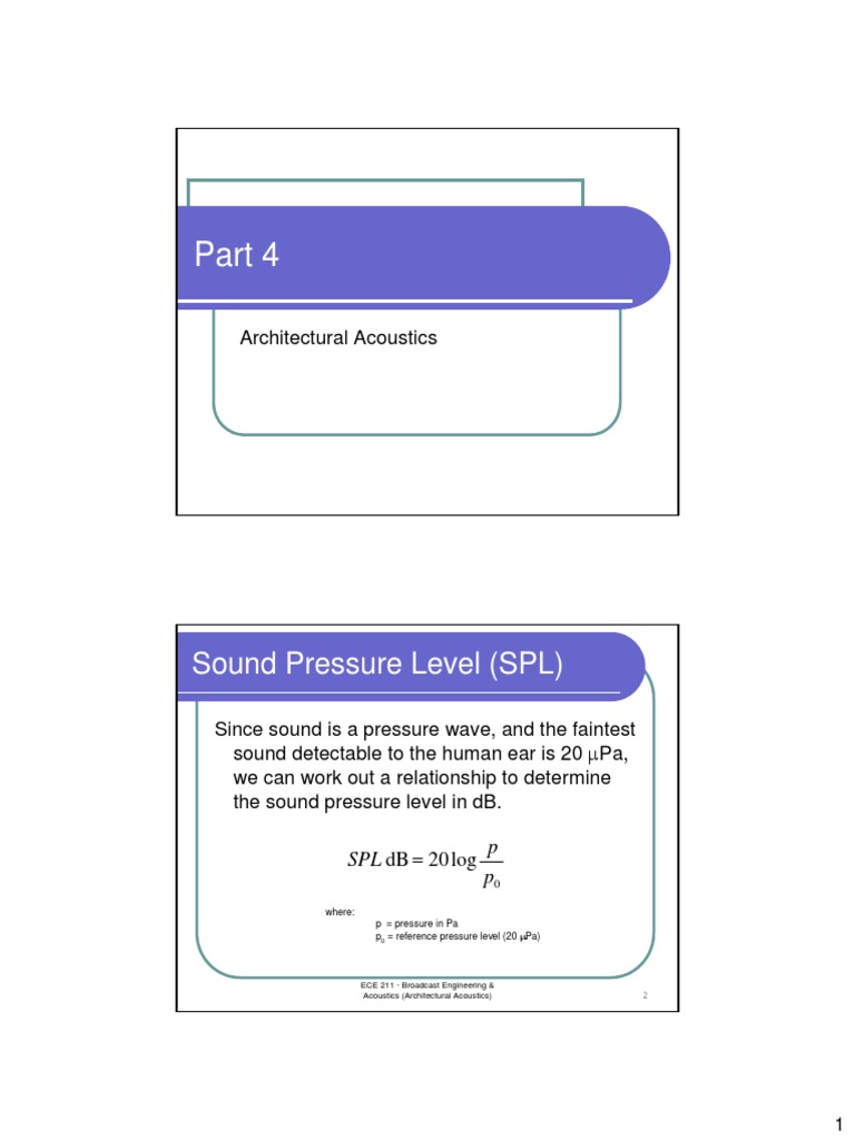 Part 4 - Architectural Acoustics - Handout | PDF | Sound | Oscillation
