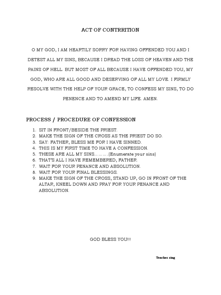 Act of Contrrition: Teacher Ring | PDF