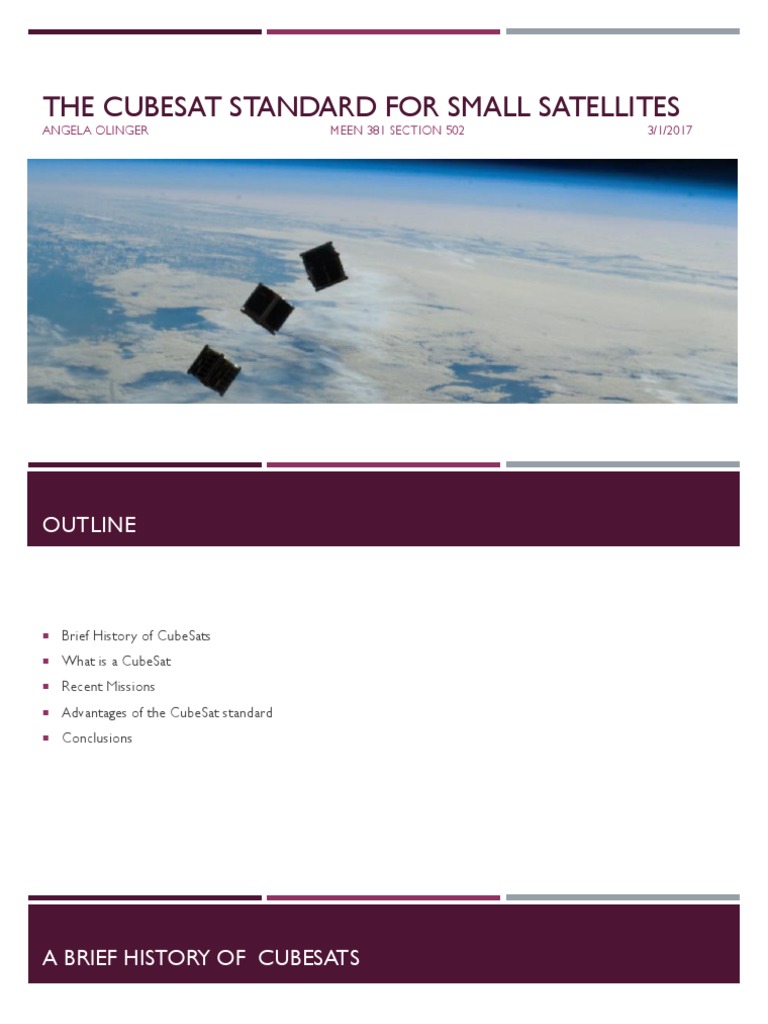 Cubesat Presentation Angela Olinger | PDF