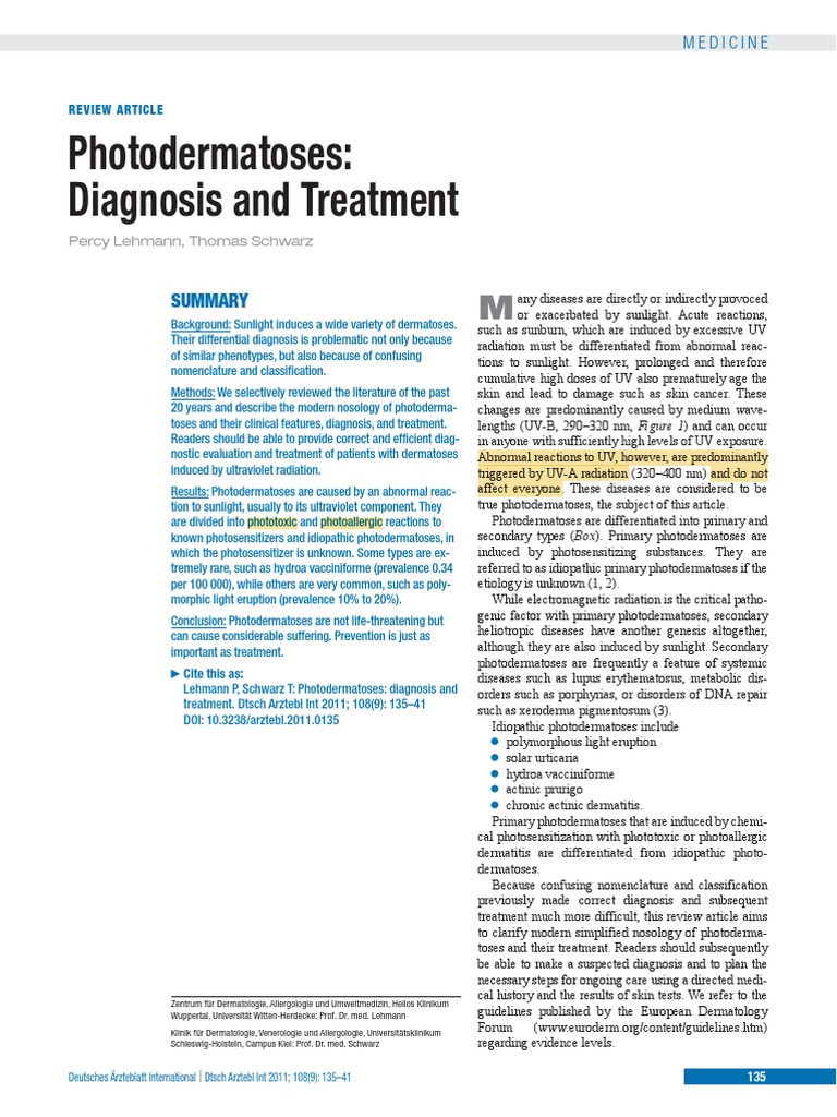 Photodermatoses | PDF | Dermatitis | Ultraviolet
