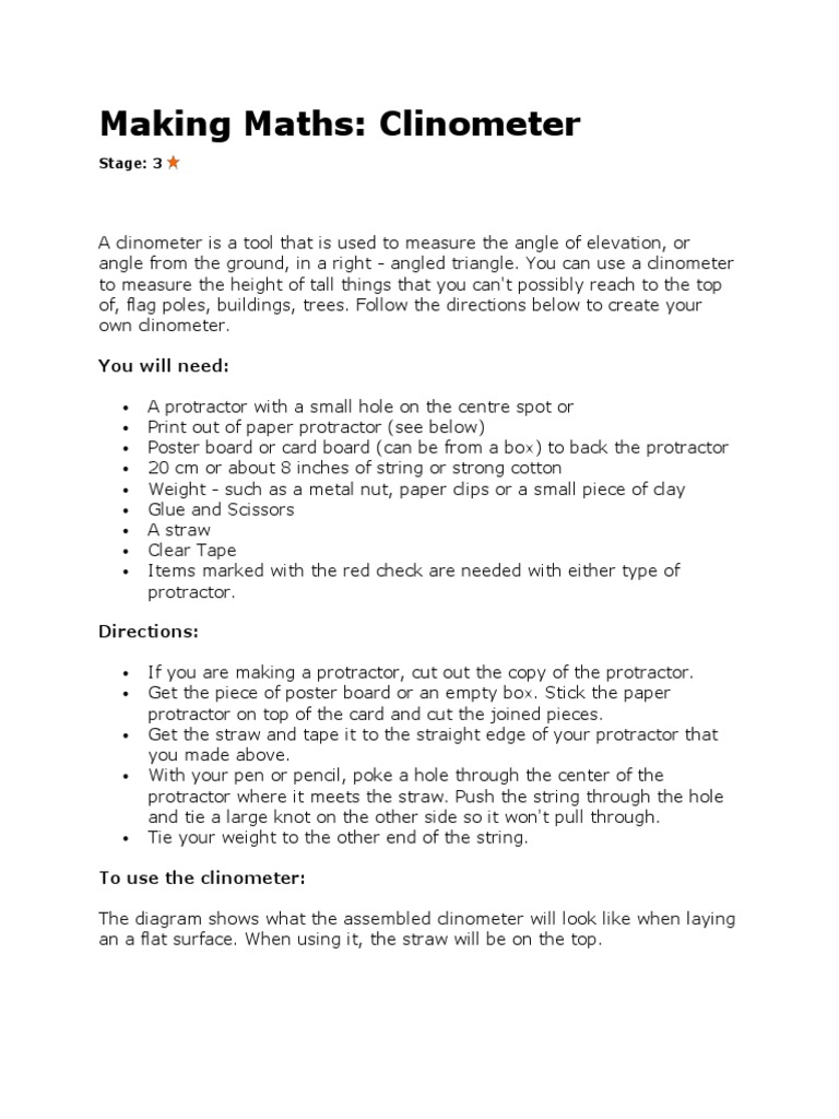 Protractor Print Out For Clinometer