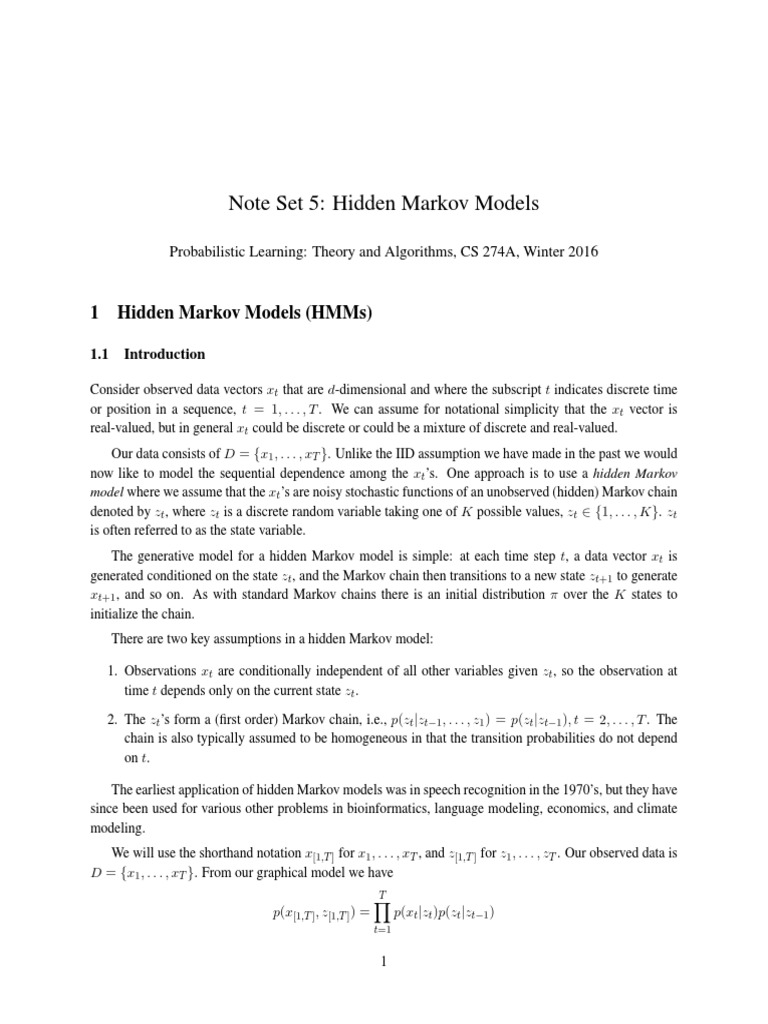Hidden Markov Models | PDF | Markov Chain | Statistical Theory