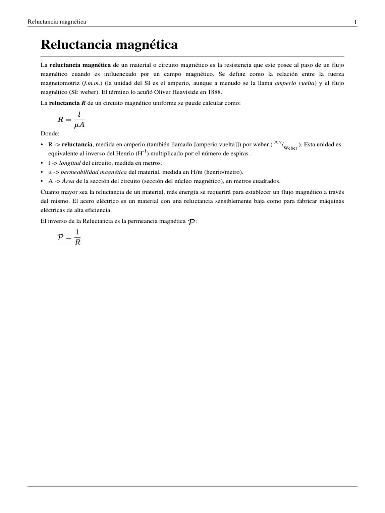 Reluctancia Magnética | PDF