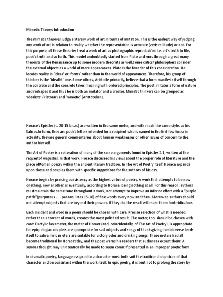 Mimetic Theory | PDF | Horace | Poetry