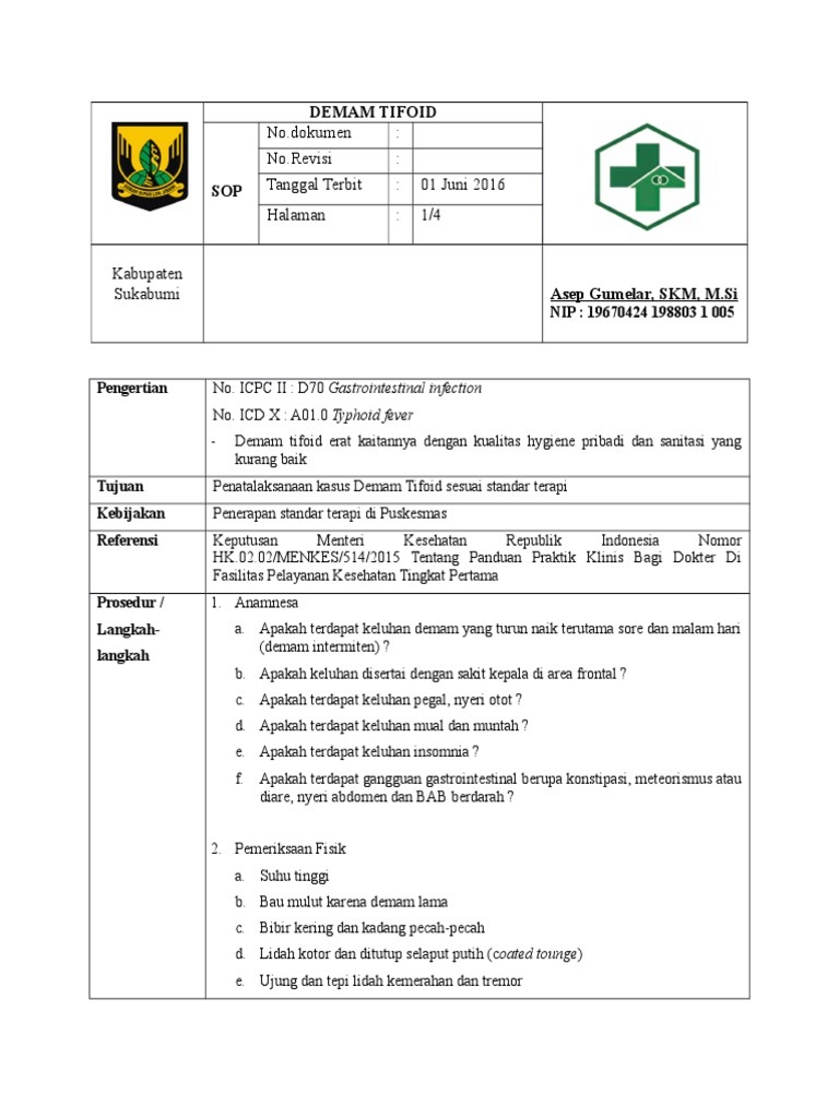 SOP Demam Tifoid | PDF