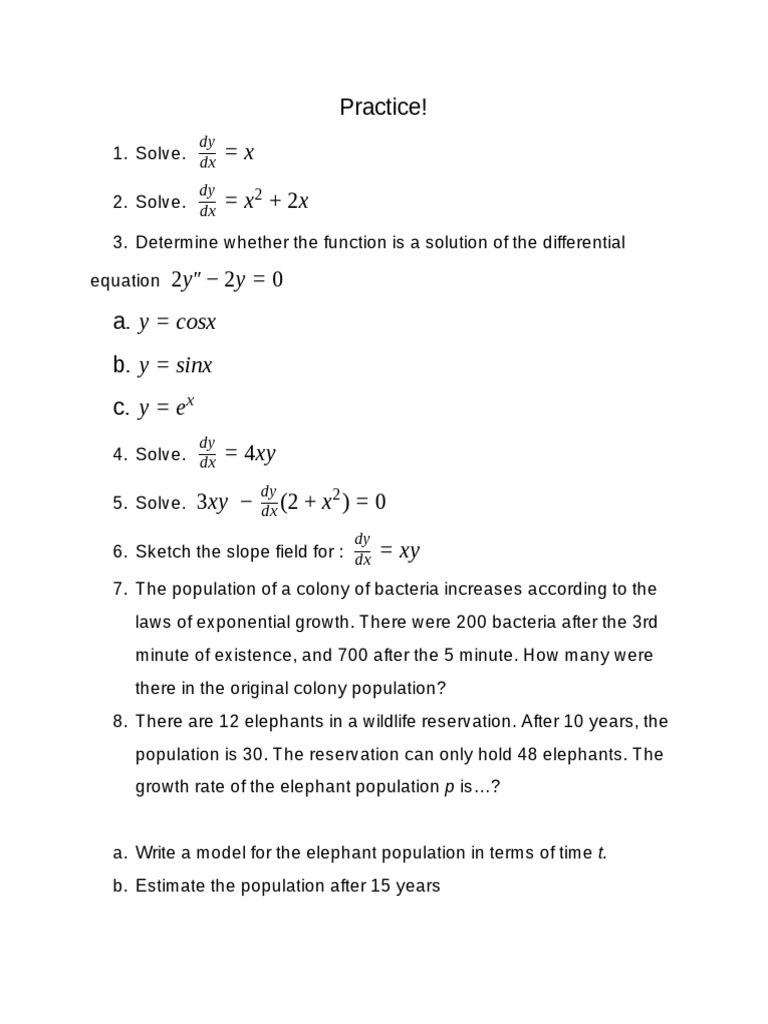 Practice Diff Eq | PDF