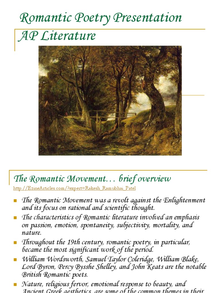 Romantic Poetry Presentation | PDF | Romanticism | Samuel Taylor Coleridge