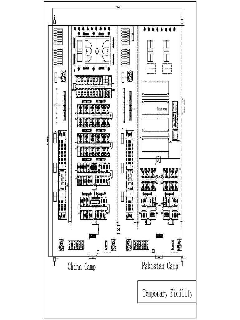 Floor plan layout of a campsite showing amenities like bunk beds, a ...