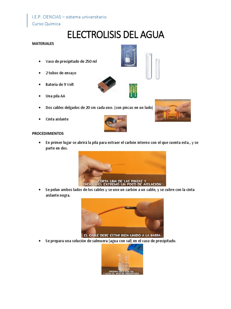 Experimento de Electrólisis con Sal | PDF | Hogar, jardinería y ...