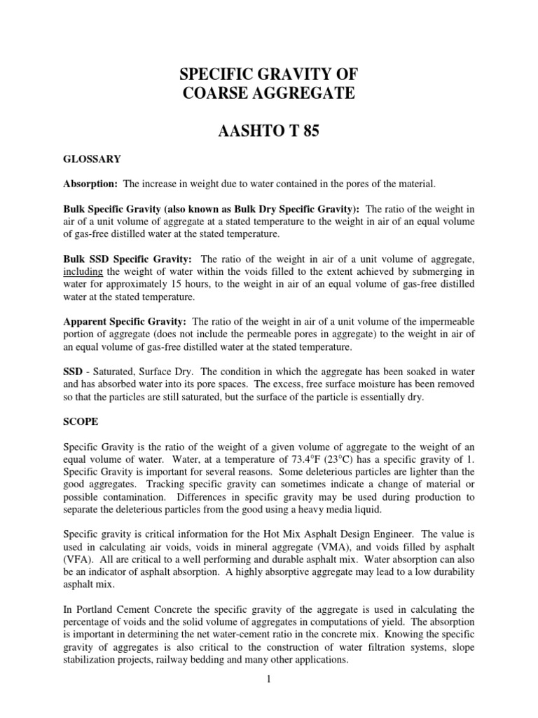 Coarse Aggregate Specific Gravity Testing | PDF | Porosity | Concrete