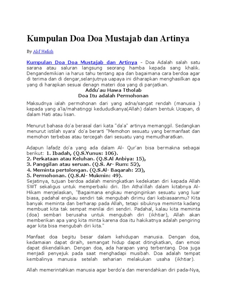 Kumpulan Doa Doa Mustajab Dan Artinya | PDF