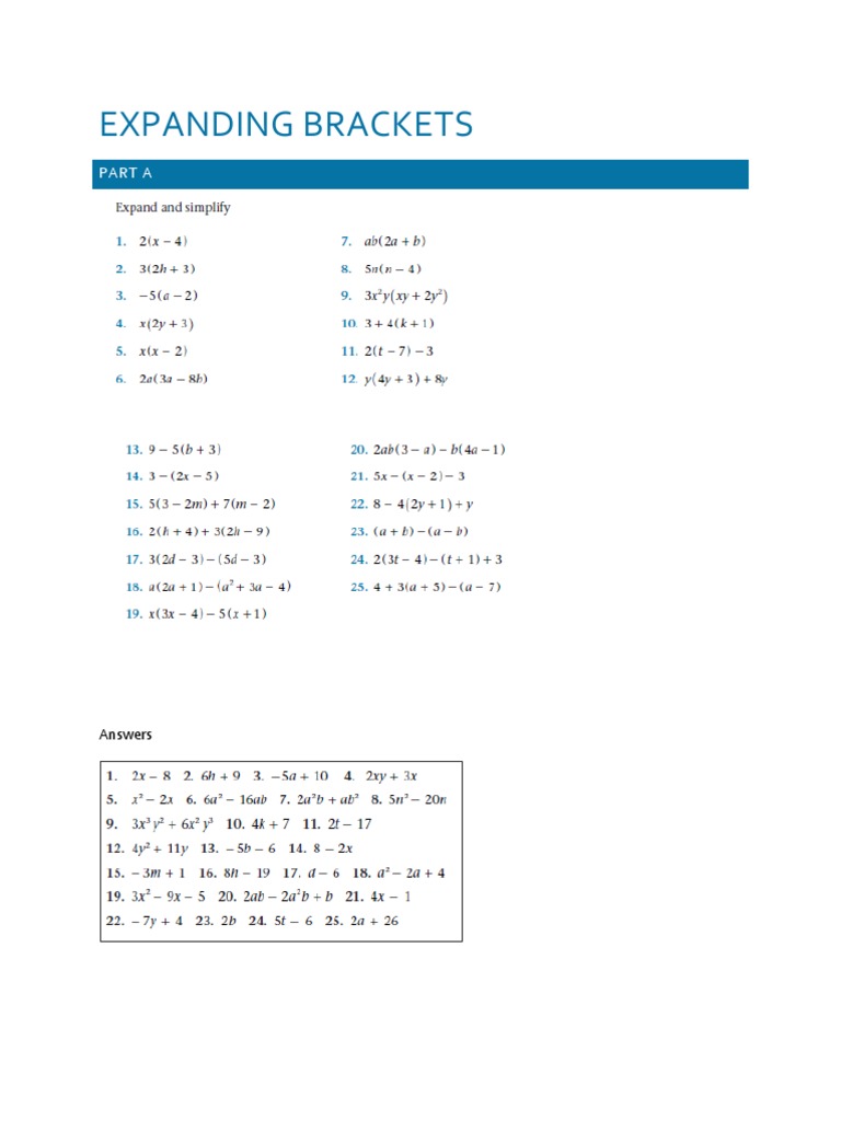 Expanding Brackets A | PDF