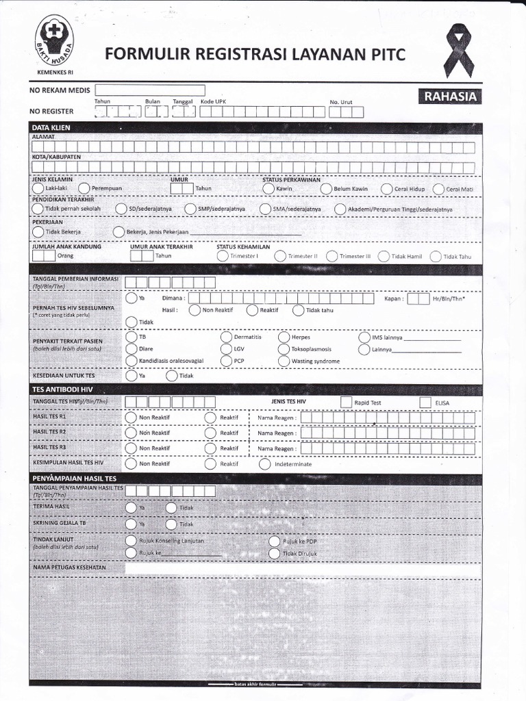 Form Registrasi Layanan Pitc | PDF