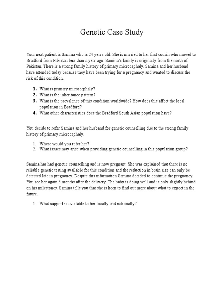 Genetics Case Study - Microcephaly | PDF | Genetic Counseling | Genetics