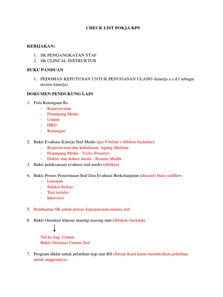 Check List Pokja Kps | PDF