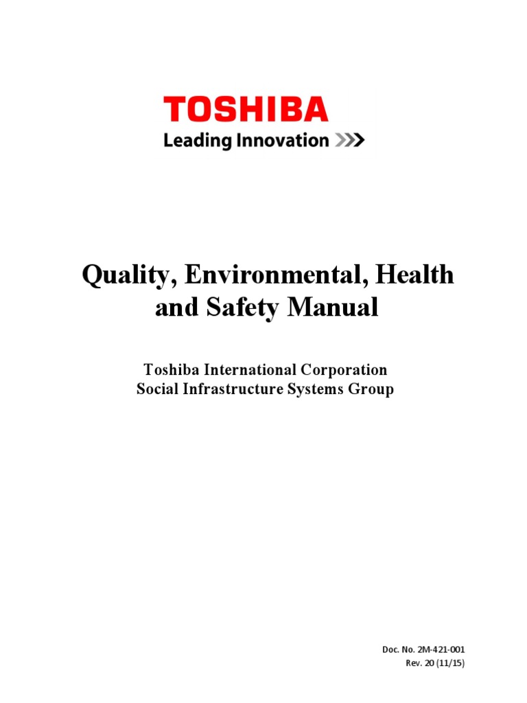 Toshiba QEHS Management System Manual | PDF | Occupational Safety And ...