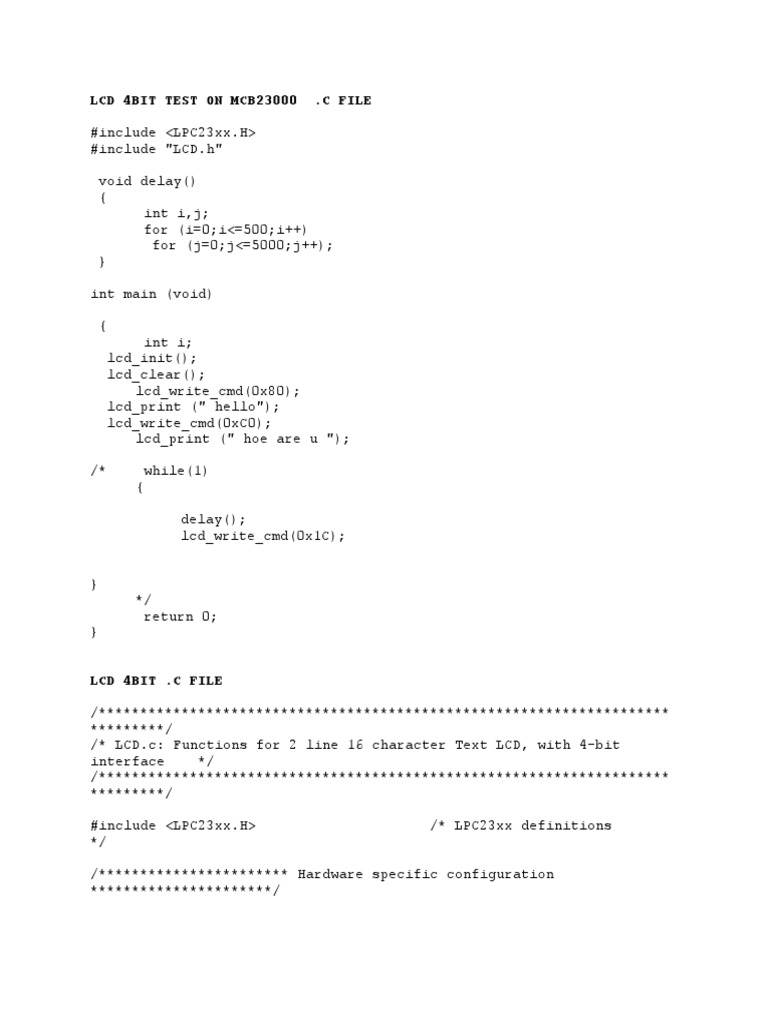 LCD 4 Bit Test MCB 2300 | Download Free PDF | C (Programming Language ...