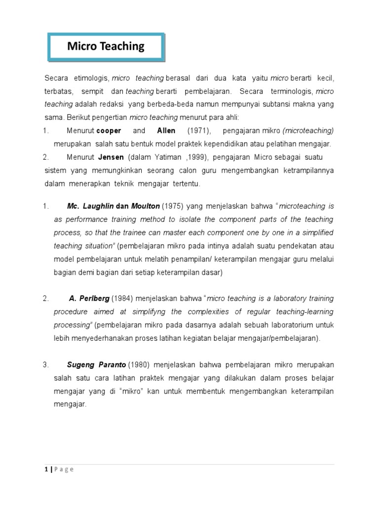 Micro Teaching | PDF | Karier & Perkembangan | Bisnis