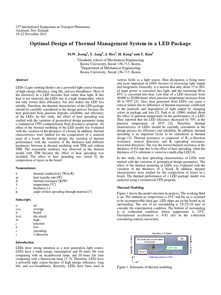 Optimal Design of Thermal Management System in a LED Package: An ...