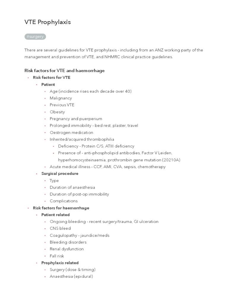VTE Prophylaxis | PDF