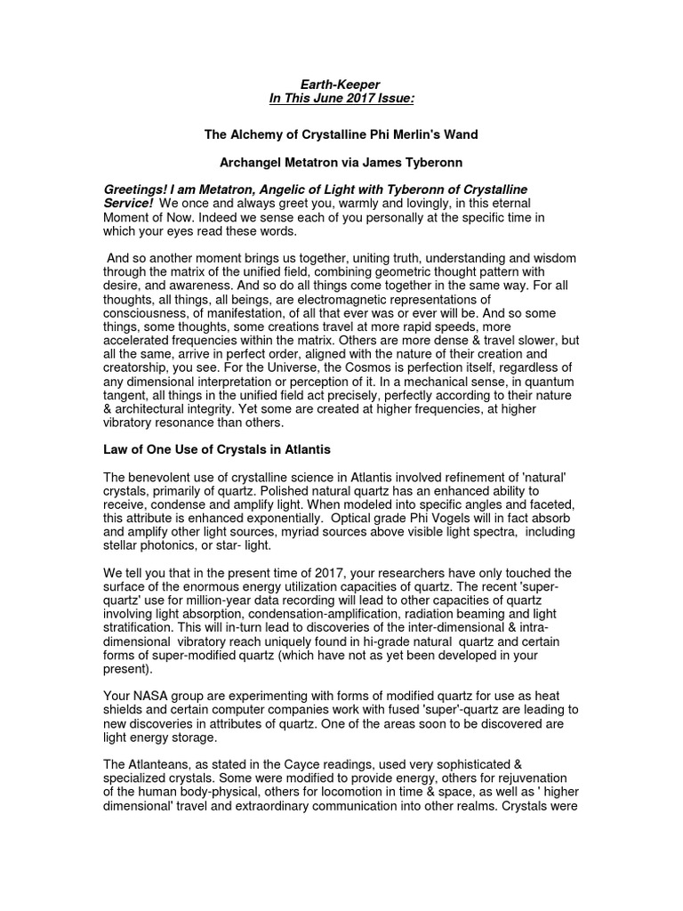 AA Metatron The Alchemy of Crystalline Phi Merlin's Wand | PDF ...