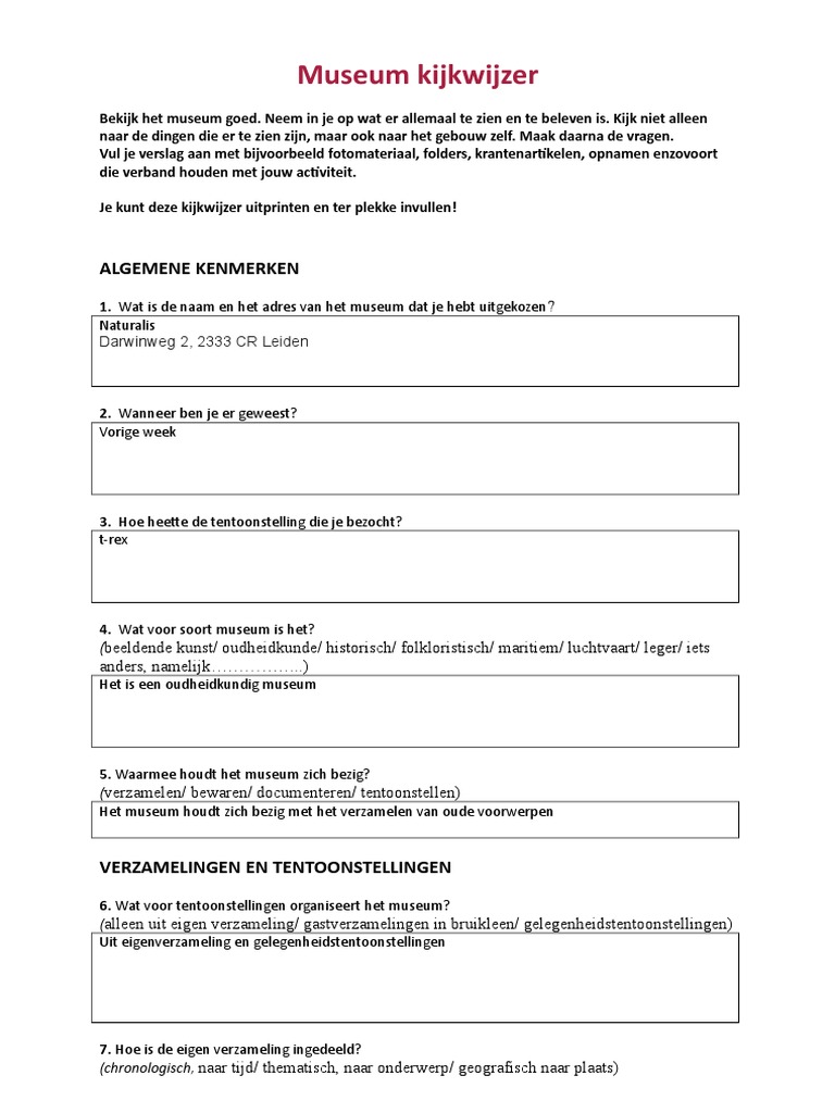 Museum Kijkwijzer: Algemene Kenmerken | PDF