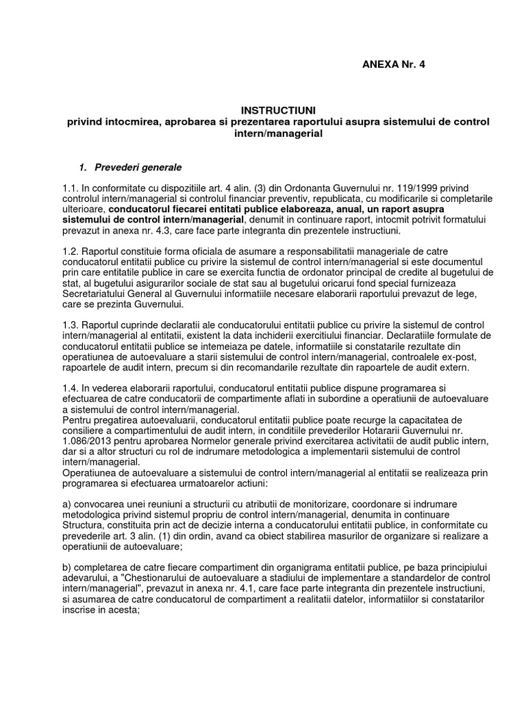 ANEXA 4 Instructiuni de Intocmire Aprobare Si Predare Raport SCIM | PDF