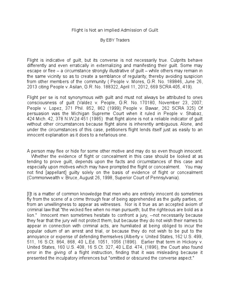 Flight is Not an Implied Admission of Guilt | Virtue | Public Law