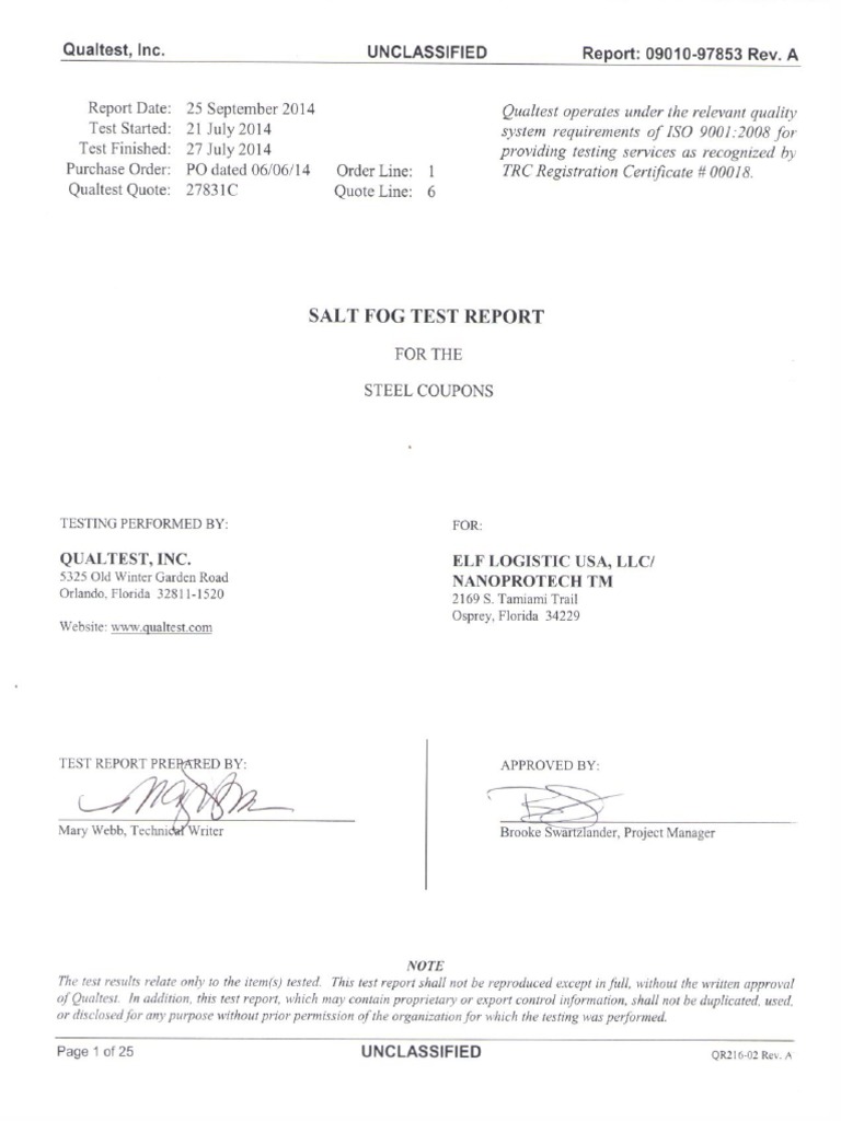 Salt Fog Test Report | PDF | Ph | Sodium