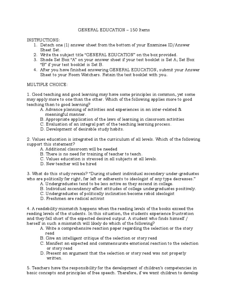 General Education September 25, 2011 LET Exam | Earth | Teachers