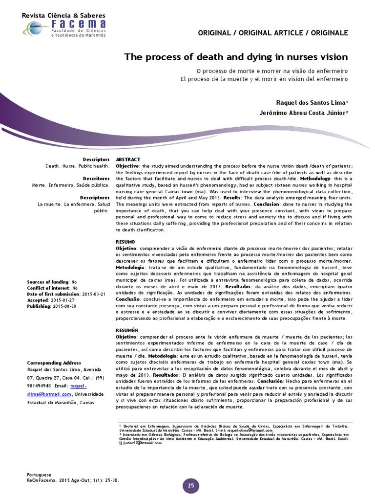 The Process of Death and Dying in Nurses Vision | PDF | Death | Nursing