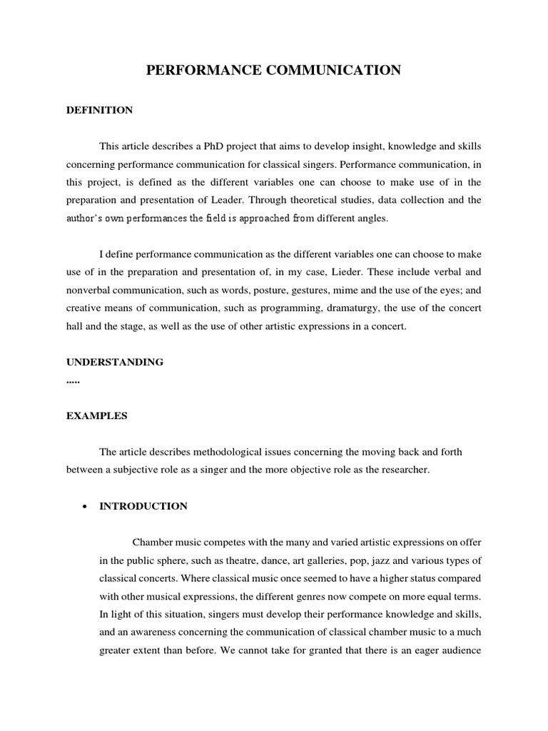 Performance Communication | PDF | Communication | Cognitive Science