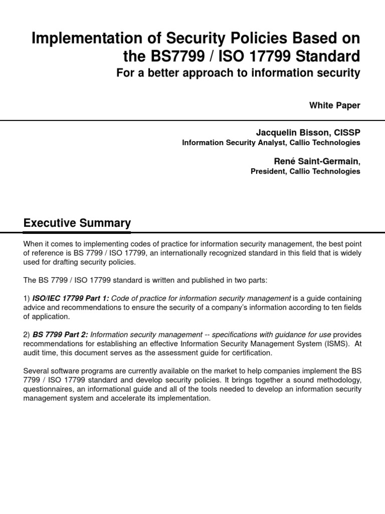 BS7799 | PDF | Information Security | Computer Security