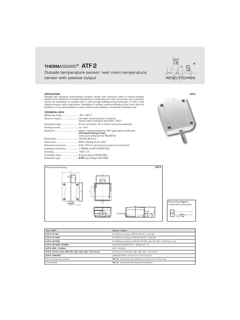 Att. 1 - Data Sheet Temperature Sensor ATF 2-S+S | PDF | Vacuum Tube ...