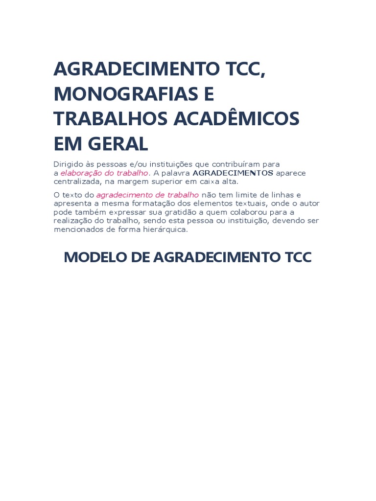 Dica Agradecimento TCC | PDF | Universidade
