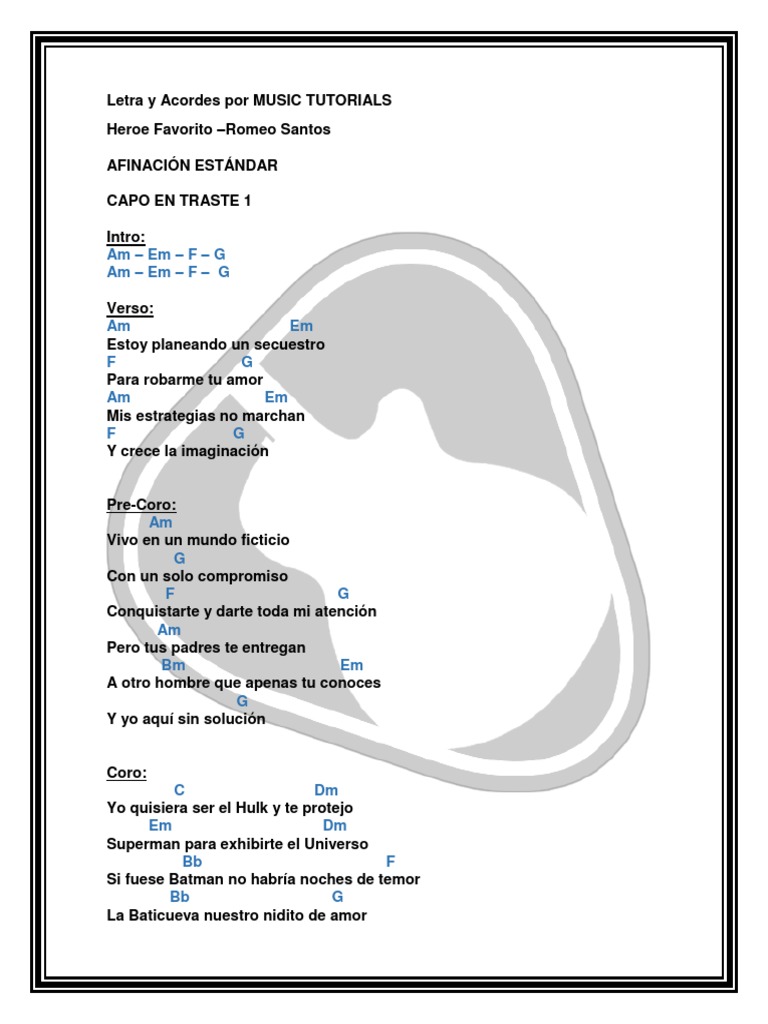 Heroe Favorito Romeo Santos Letra y Acordes | PDF