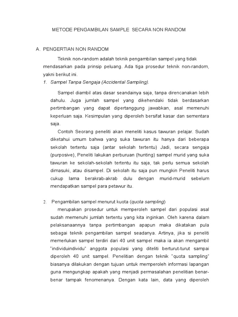 Metode Pengambilan Sample Secara Non Random | PDF