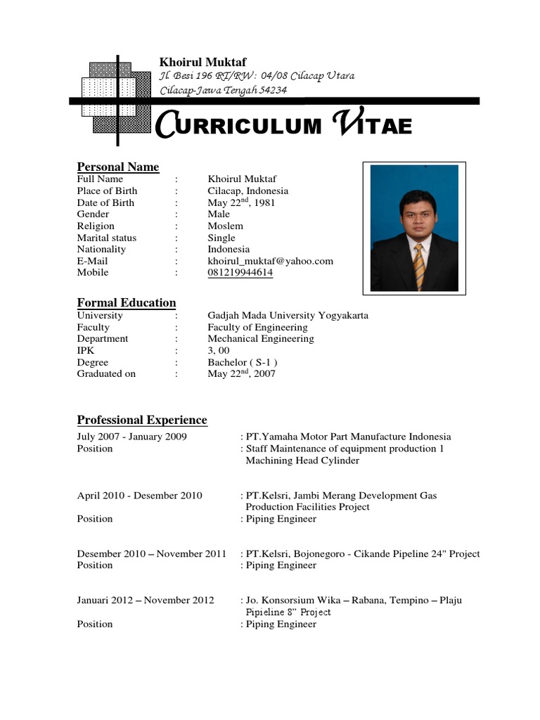 Khoirul Muktaf CV | PDF