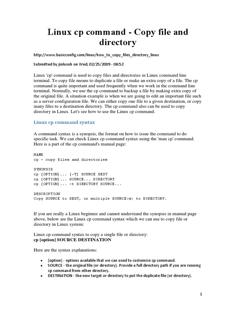 Linux CP Command | PDF | Computer File | Command Line Interface