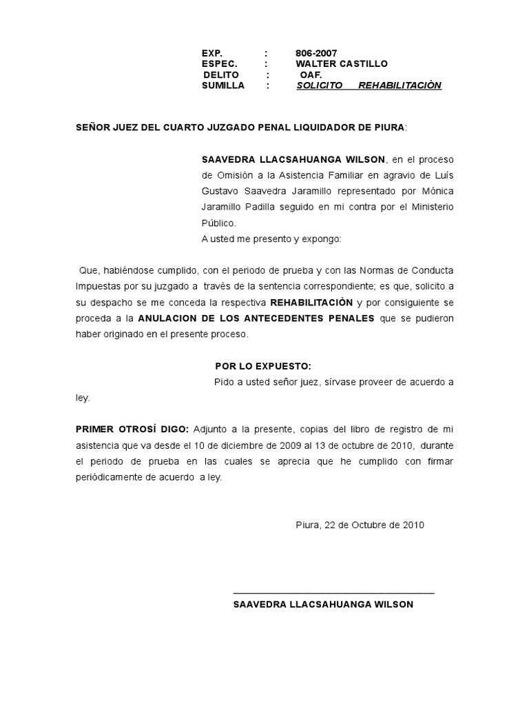 Modelo De Escrito Solicito Se Haga Efectivo El Apercibimiento Images