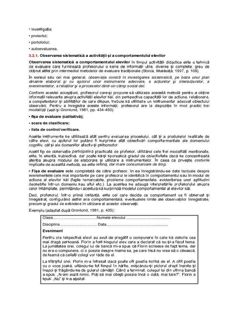 Metode Complementare de Evaluare | PDF