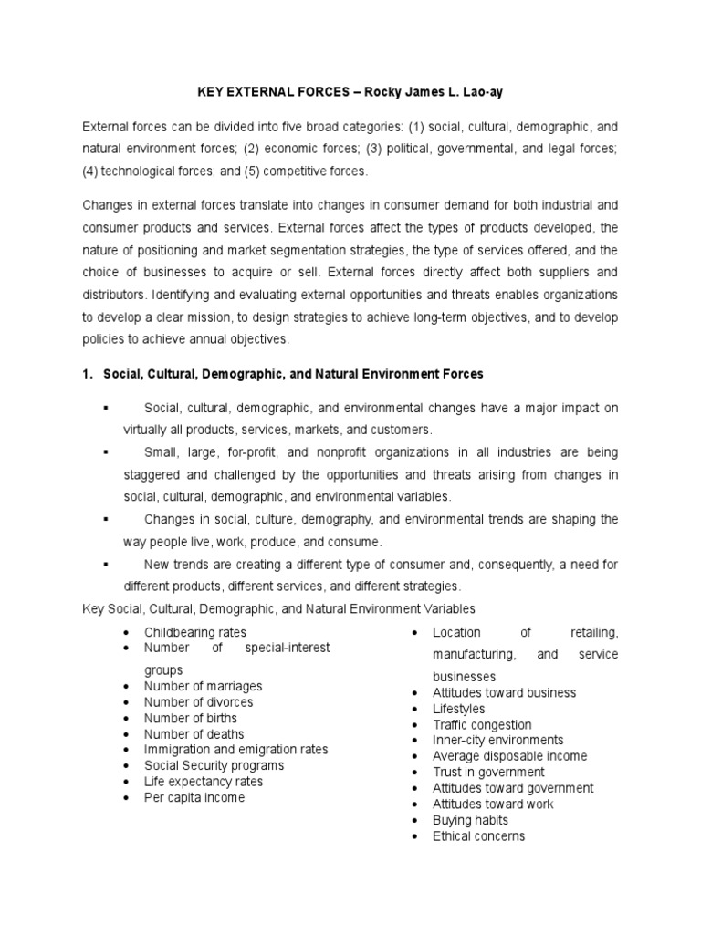 Key External Forces | PDF | Competition | Strategic Management