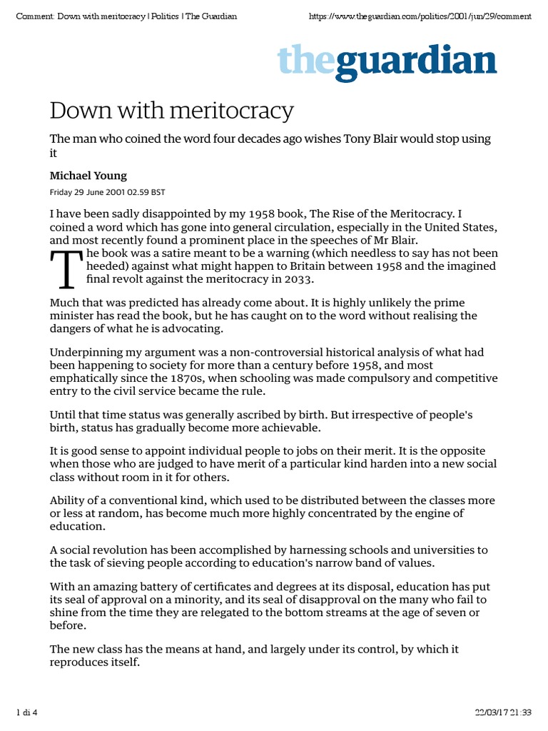 On Meritocracy | PDF | Meritocracy | Government